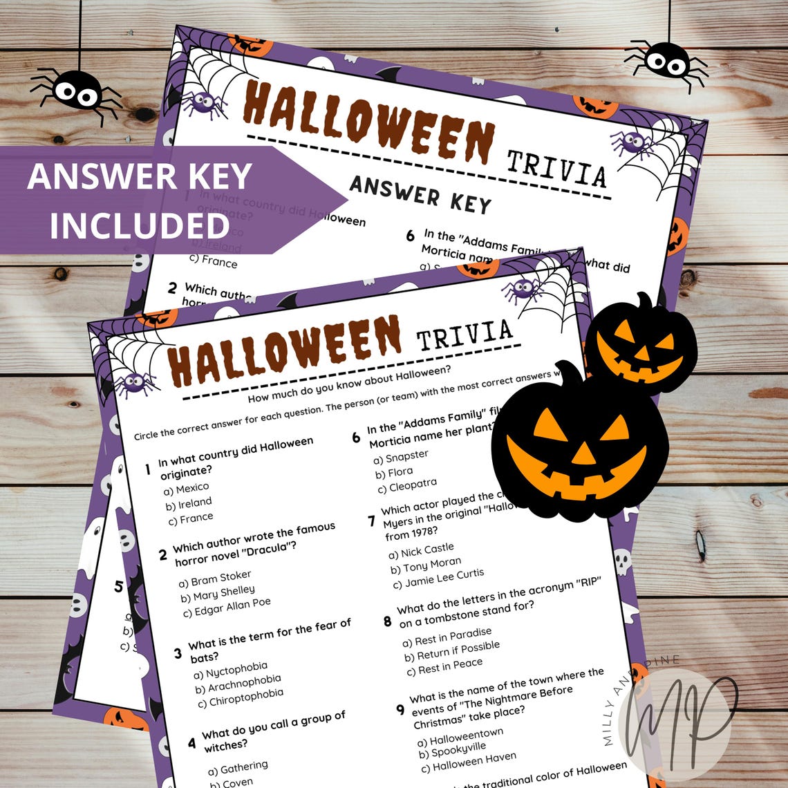 Halloween Trivia Game Printable for Adults Kids Family Halloween Party ...
