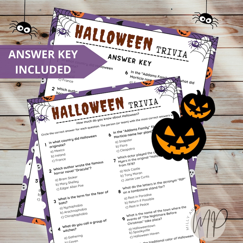 Halloween Trivia Game Printable for Adults Kids Family Halloween Party ...