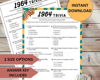 1984 Trivia Game 40th Birthday Born in 1984 Printable Games Adult ...