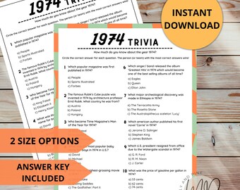 1984 Trivia Game 40th Birthday Born in 1984 Printable Games Adult ...