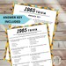 1965 Trivia Game 60th Birthday Born in 1965 Printable Games Adult ...