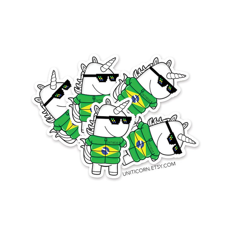 Brazil Vinyl Stickers World Flag Sticker Brazil Vinyl Sticker Unicorn ...