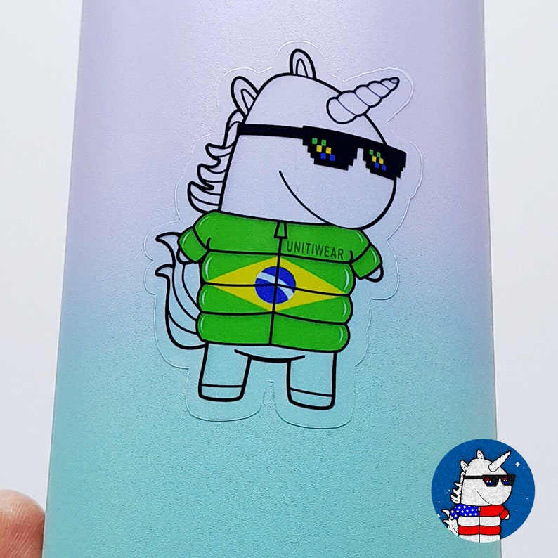 Brazil Vinyl Stickers World Flag Sticker Brazil Vinyl Sticker Unicorn ...