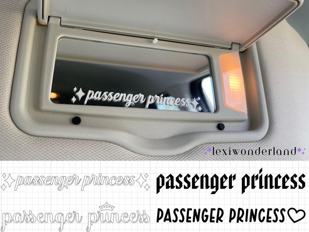 Passenger Princess Visor Mirror Sticker | Car Decal | Sparkles, Tiara ...