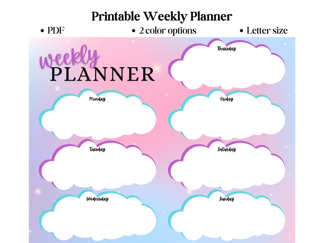 Weekly Planner | Digital and Printable PDF Schedule | Instant Download ...
