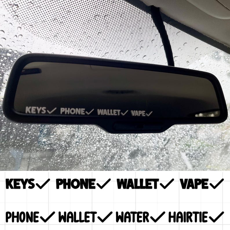 Custom Rearview Mirror Checklist Car Mirror Decal - Etsy