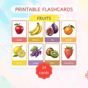 Printable Flashcards: Fruit Vocabulary for Kids Montessori Flashcards ...
