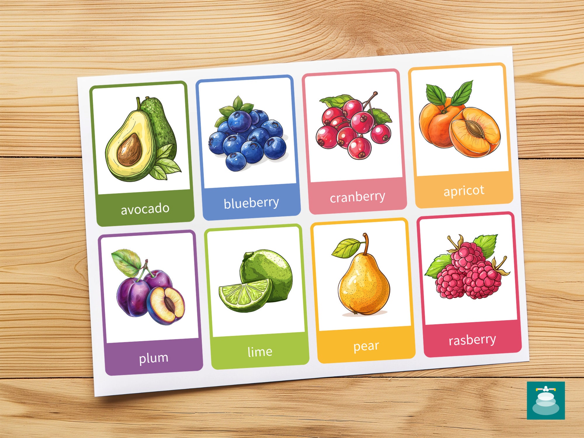 Printable Flashcards: Fruit Vocabulary for Kids Montessori Flashcards ...