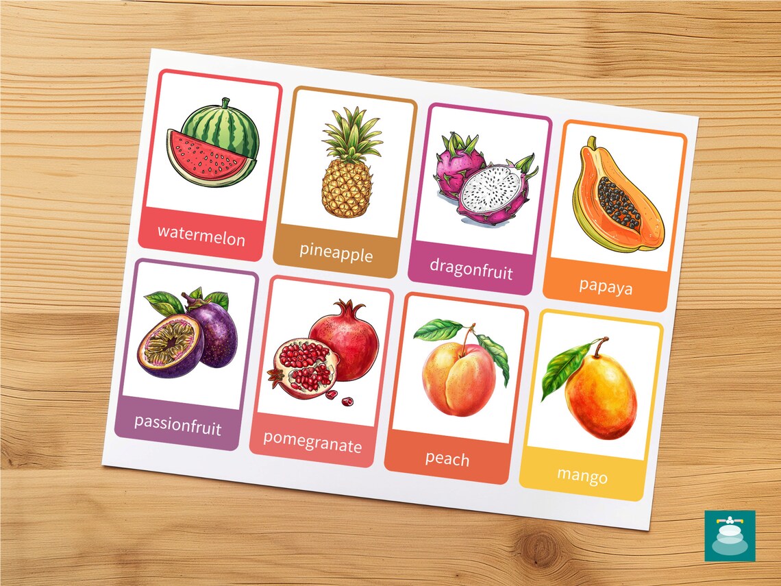 Printable Flashcards: Fruit Vocabulary for Kids Montessori Flashcards ...