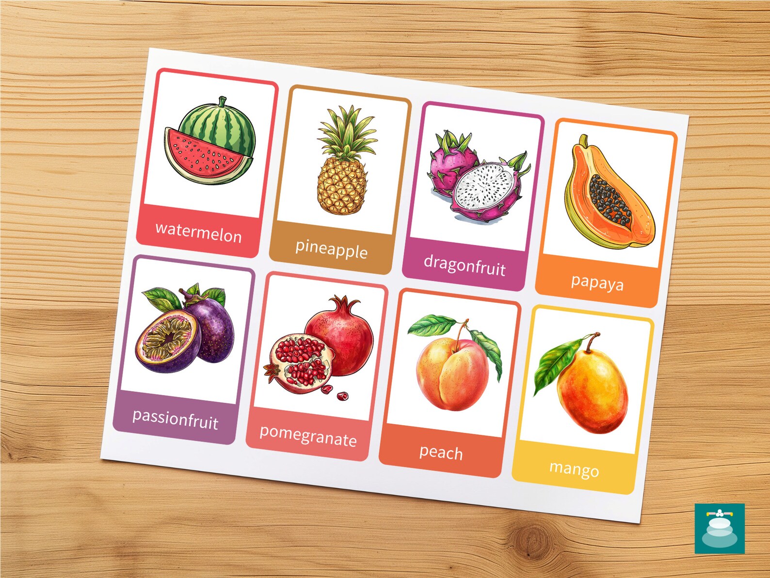 Printable Flashcards: Fruit Vocabulary for Kids Montessori Flashcards ...