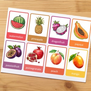 Printable Flashcards: Fruit Vocabulary for Kids Montessori Flashcards ...