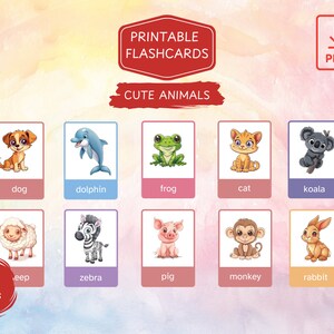 Flashcards: Cute Animals printable Flashcards PDF File - Etsy