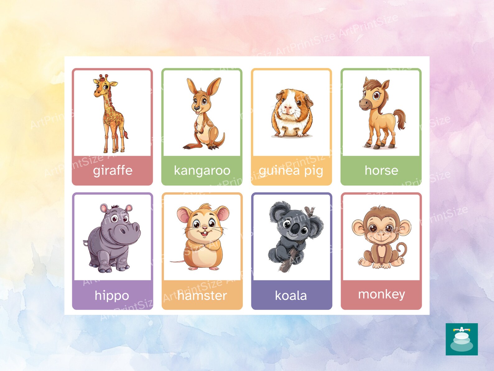 Flashcards: Cute Animals printable Flashcards PDF File - Etsy