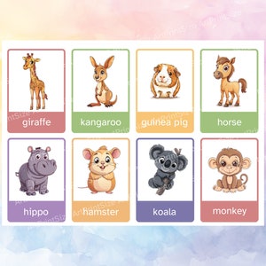 Flashcards: Cute Animals printable Flashcards PDF File - Etsy