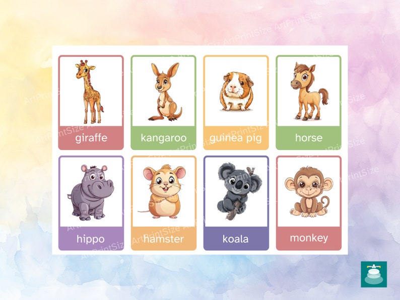 Flashcards: Cute Animals printable Flashcards PDF File - Etsy