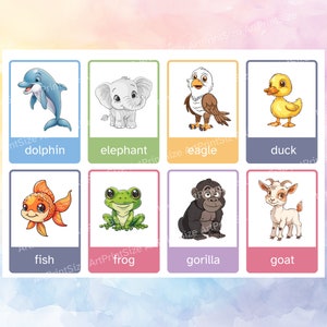 Flashcards: Cute Animals printable Flashcards PDF File - Etsy