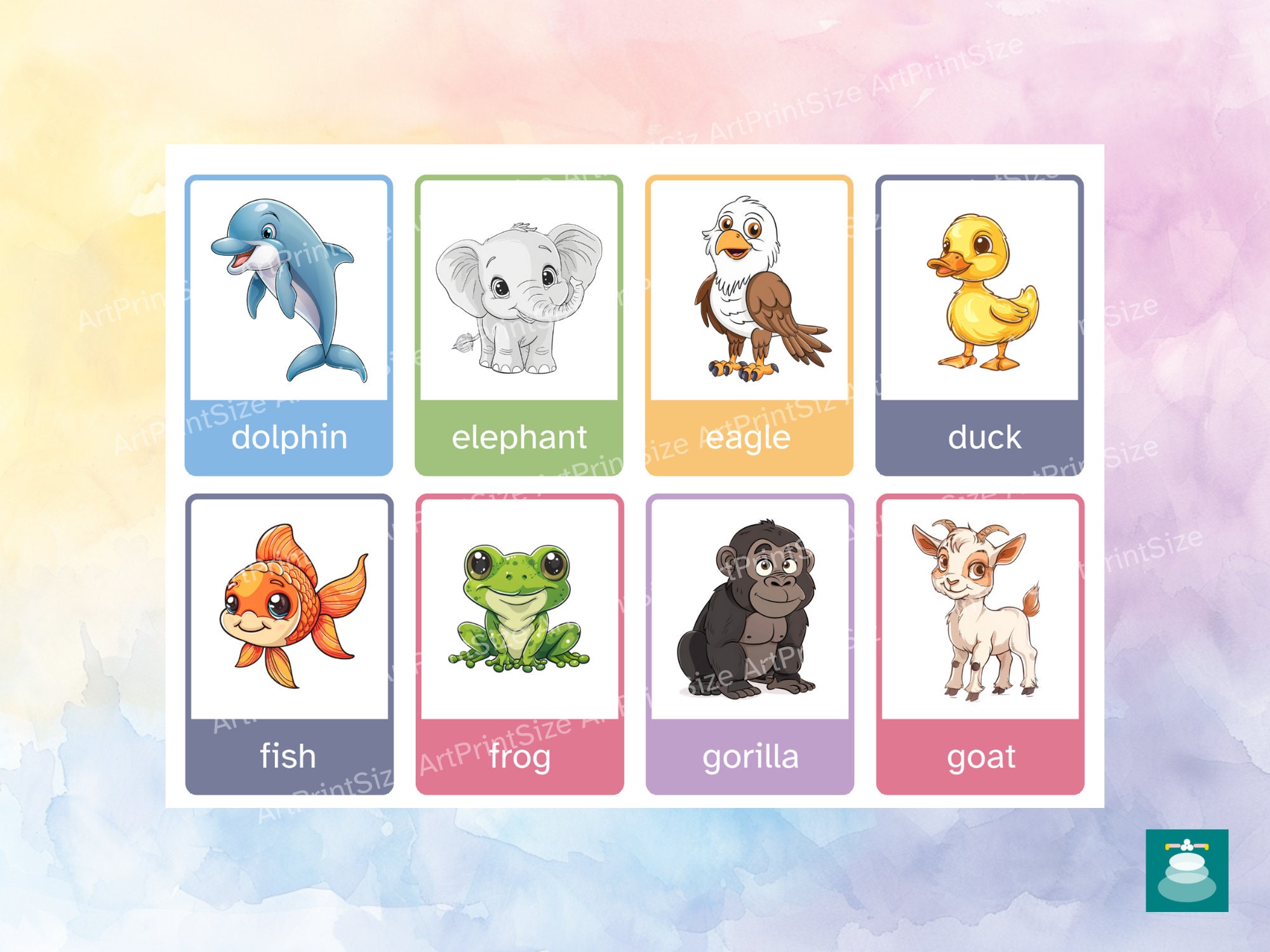 Flashcards: Cute Animals printable Flashcards PDF File - Etsy