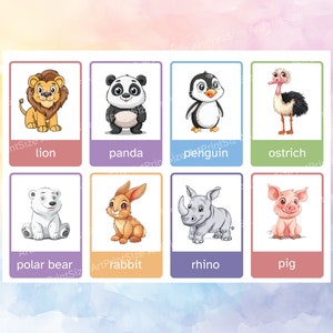 Flashcards: Cute Animals printable Flashcards PDF File - Etsy