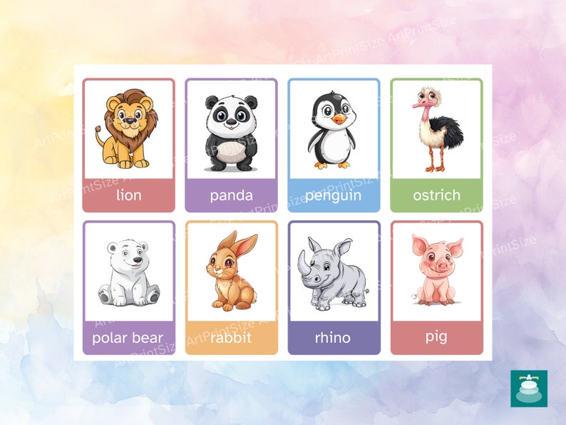 Flashcards: Cute Animals printable Flashcards PDF File - Etsy