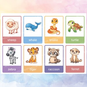 Flashcards: Cute Animals printable Flashcards PDF File - Etsy