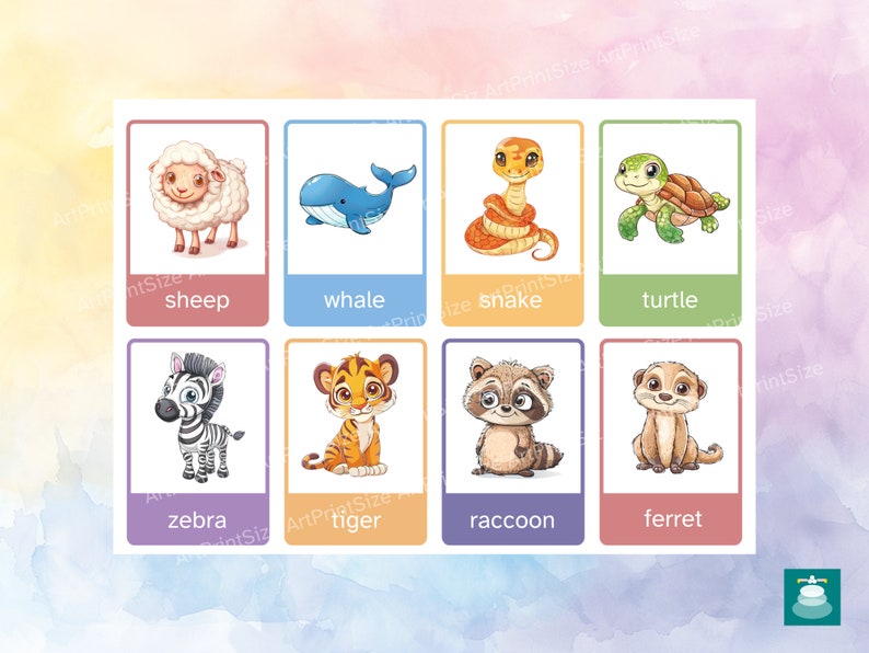 Flashcards: Cute Animals printable Flashcards PDF File - Etsy