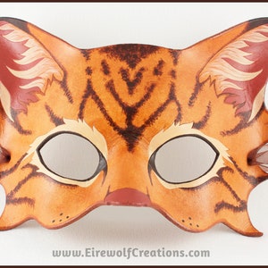 Brown Tabby Cat Handmade Leather Kitty Mask, Masquerade Costume Piece ...