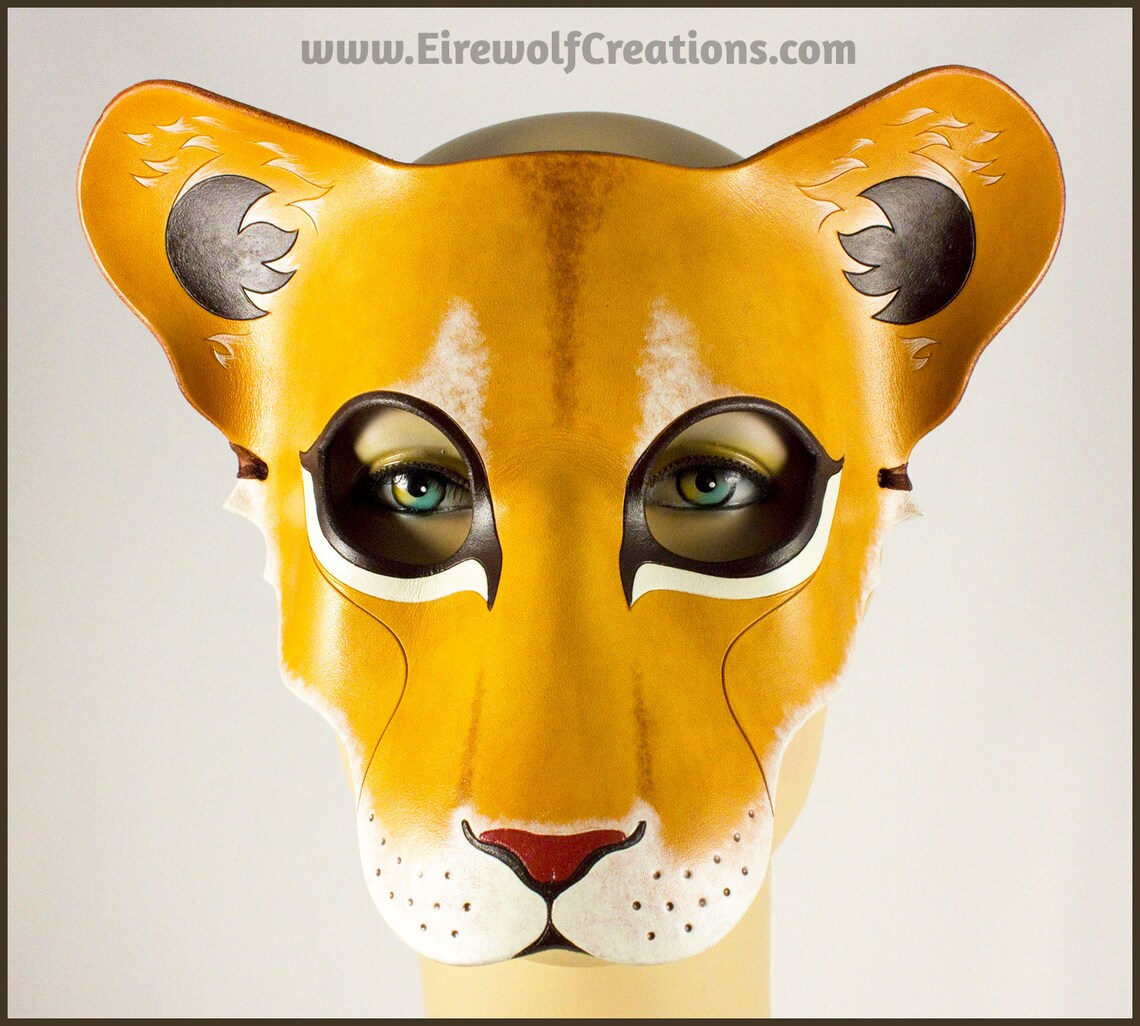 Lioness Mask, Handmade Leather Lion Wild Cat Mask for Halloween ...