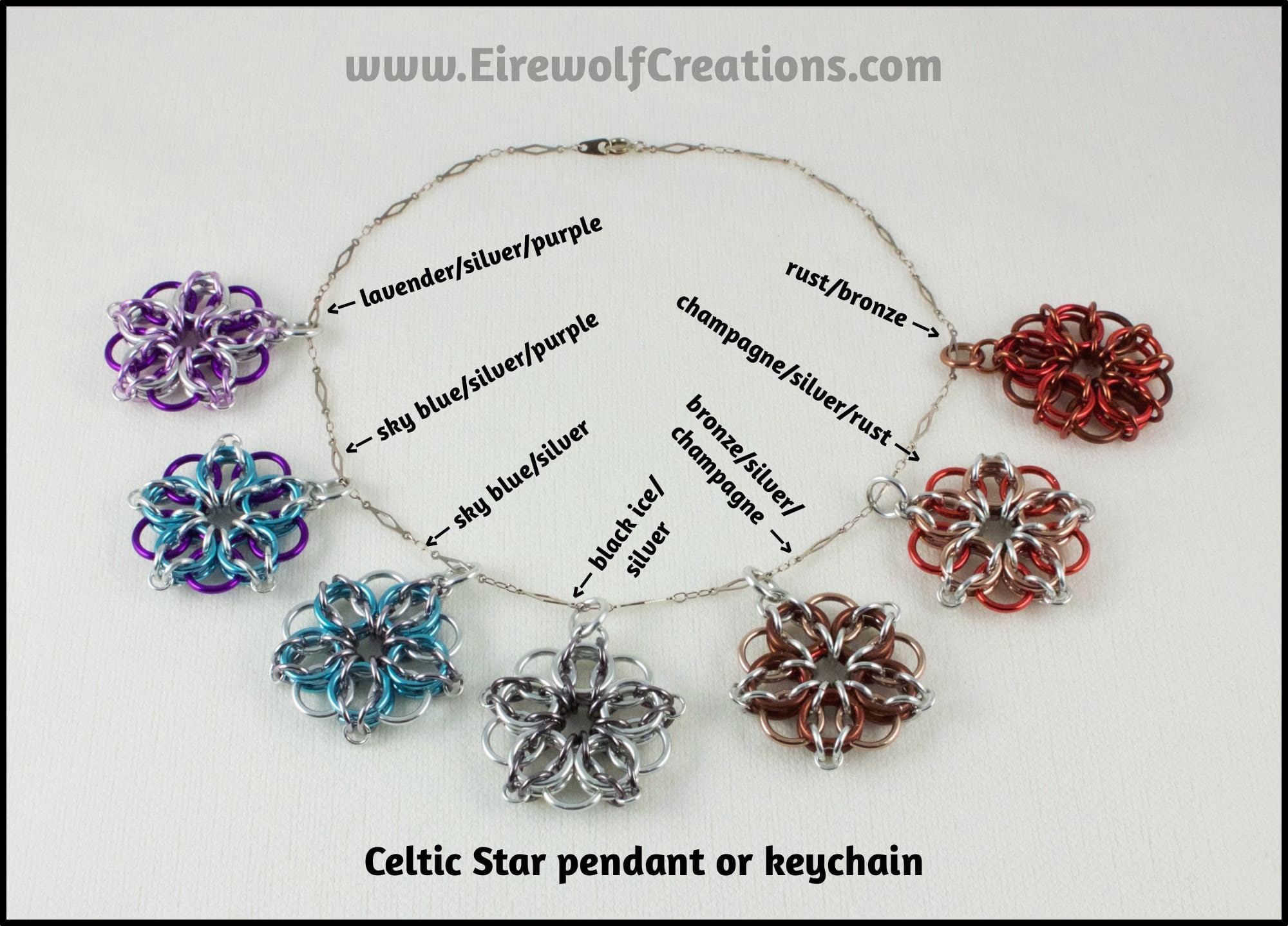 Celtic Star Chainmaille Pendant or Keychain, Chainmail Jewelry or Key ...