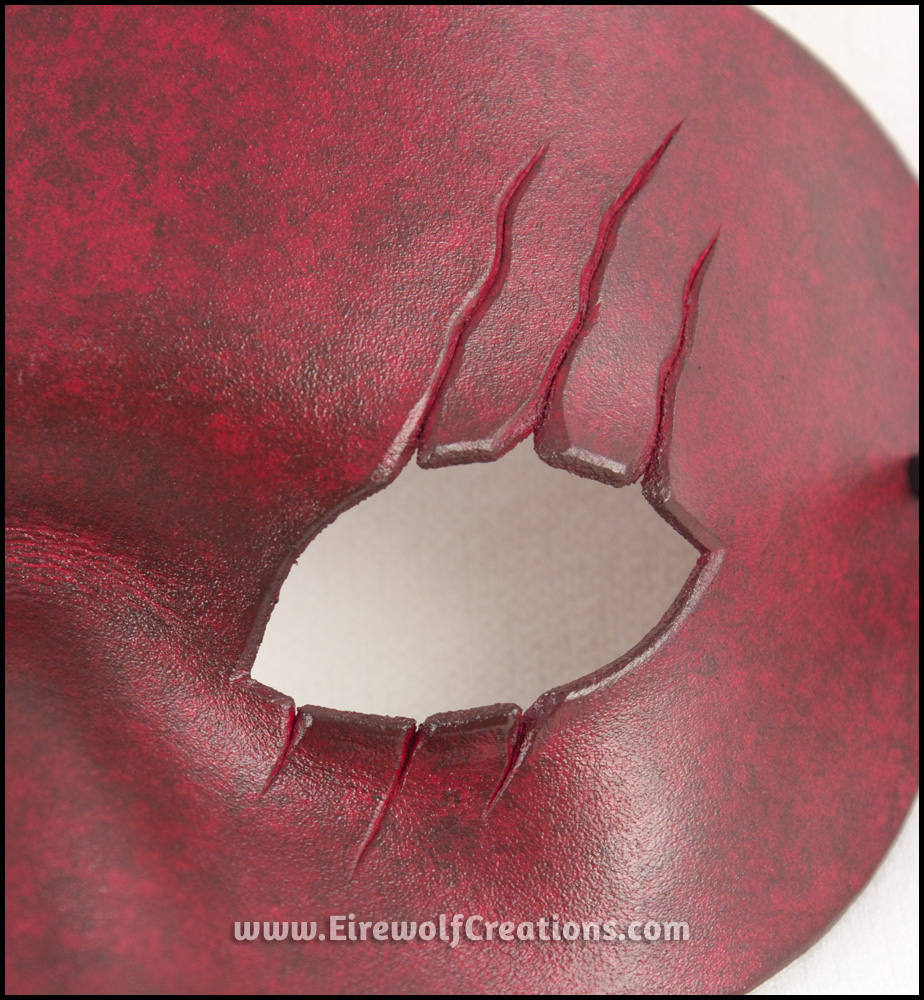 Scarred Red Leather Half-mask Handmade Halloween Masquerade Costume - Etsy