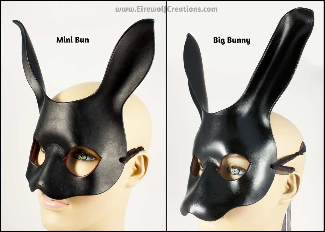 Black Rabbit Leather Mask Handmade Bunny Costume Masquerade - Etsy