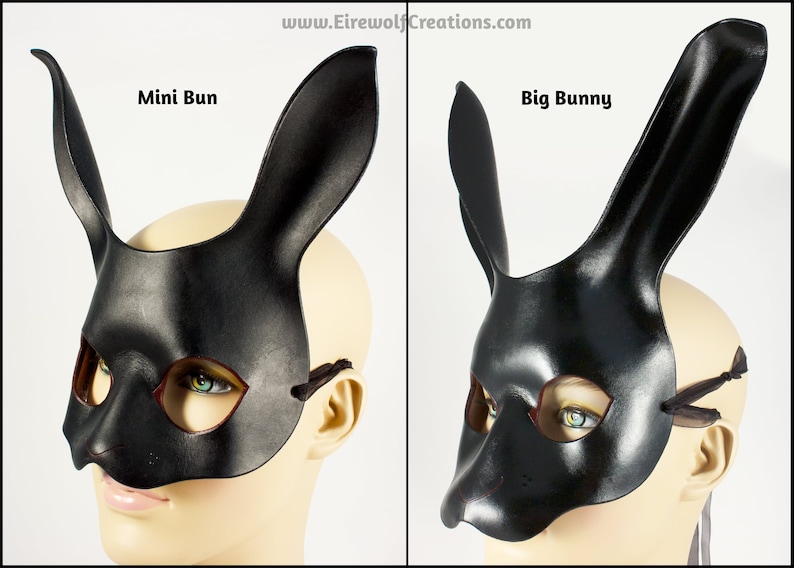 Black Rabbit Leather Mask Handmade Bunny Costume Masquerade - Etsy