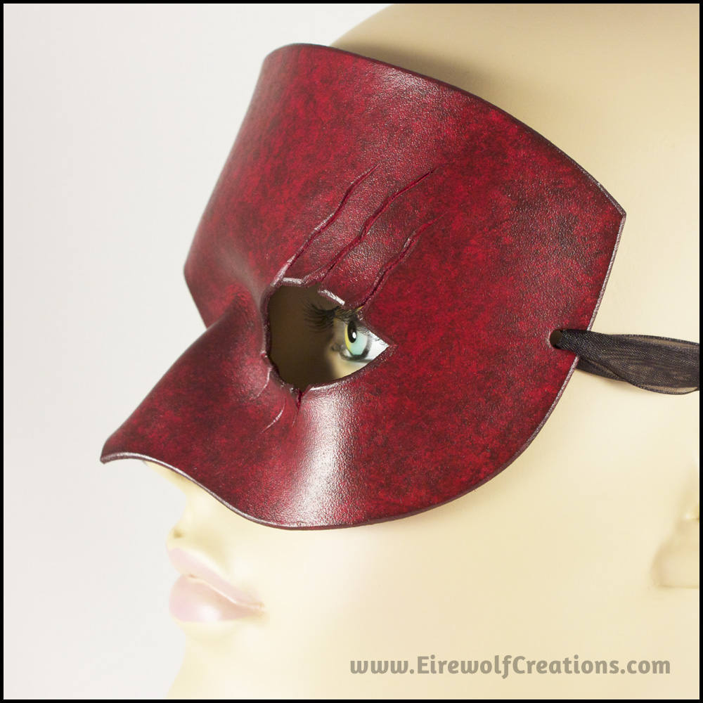 Scarred Red Leather Half-mask Handmade Halloween Masquerade Costume - Etsy