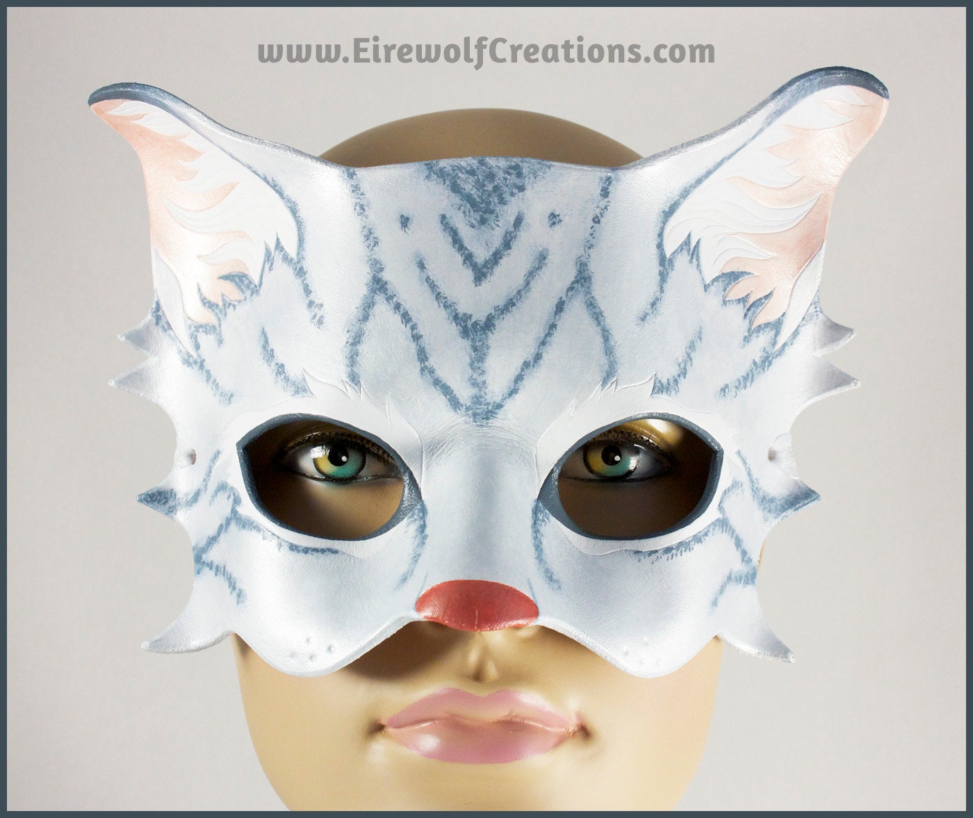 Tabby Cat Masquerade Mask, Handmade Leather Gray Kitty Costume for ...