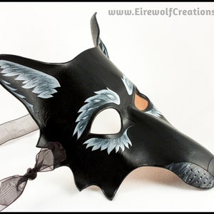 Black Wolf Leather Mask Handmade Masquerade Costume Halloween Larp ...