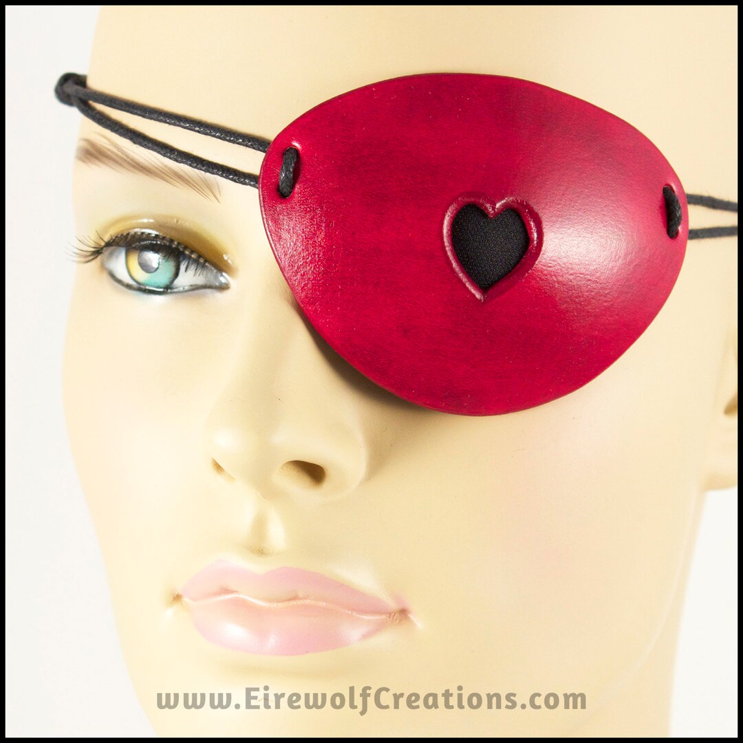 See-through Heart Red Leather Pirate Eye Patch Handmade - Etsy