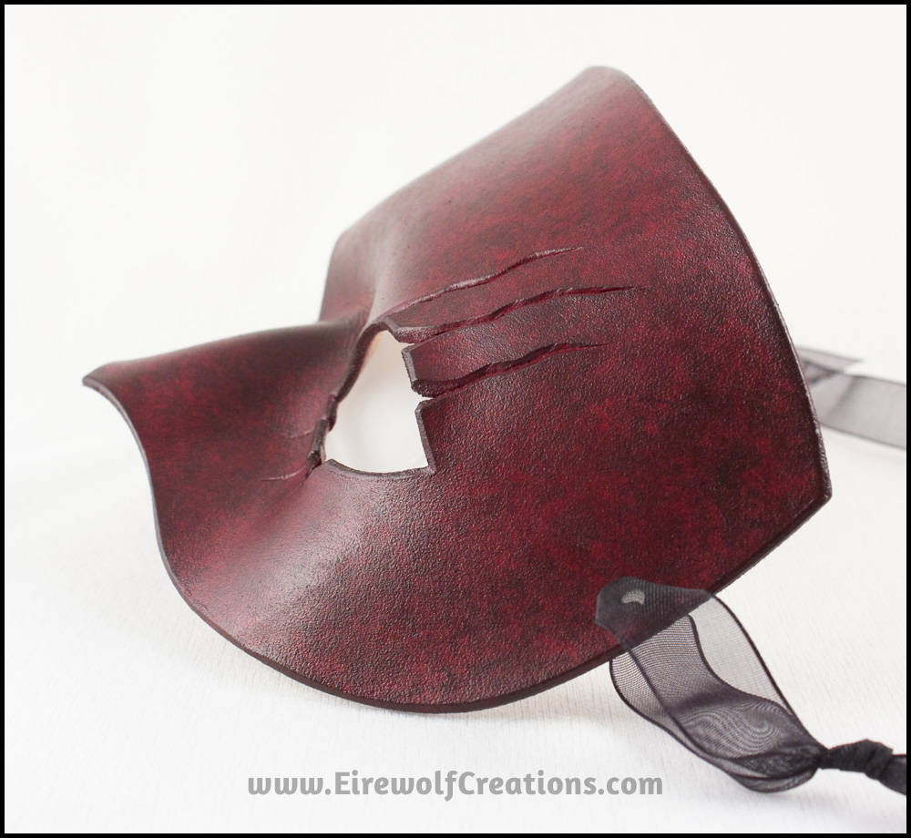 Scarred Red Leather Half-mask Handmade Halloween Masquerade Costume - Etsy