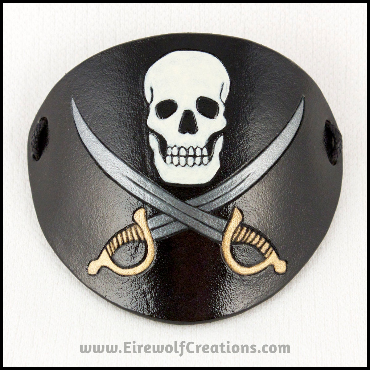 Skull and Swords Pirate Eye Patch Jolly Roger Handmade Leather ...