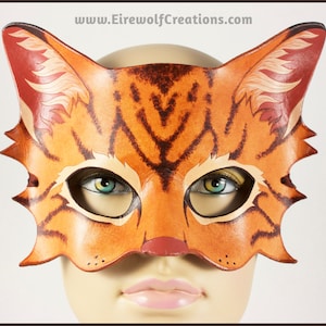 Brown Tabby Cat Handmade Leather Kitty Mask, Masquerade Costume Piece ...