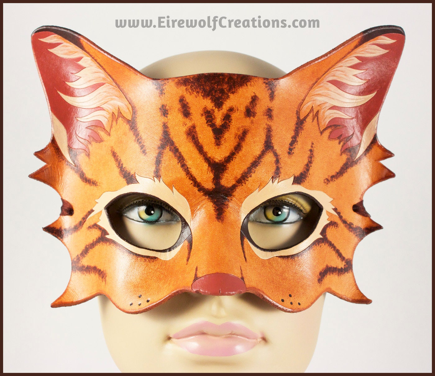 Brown Tabby Cat Handmade Leather Kitty Mask, Masquerade Costume Piece ...