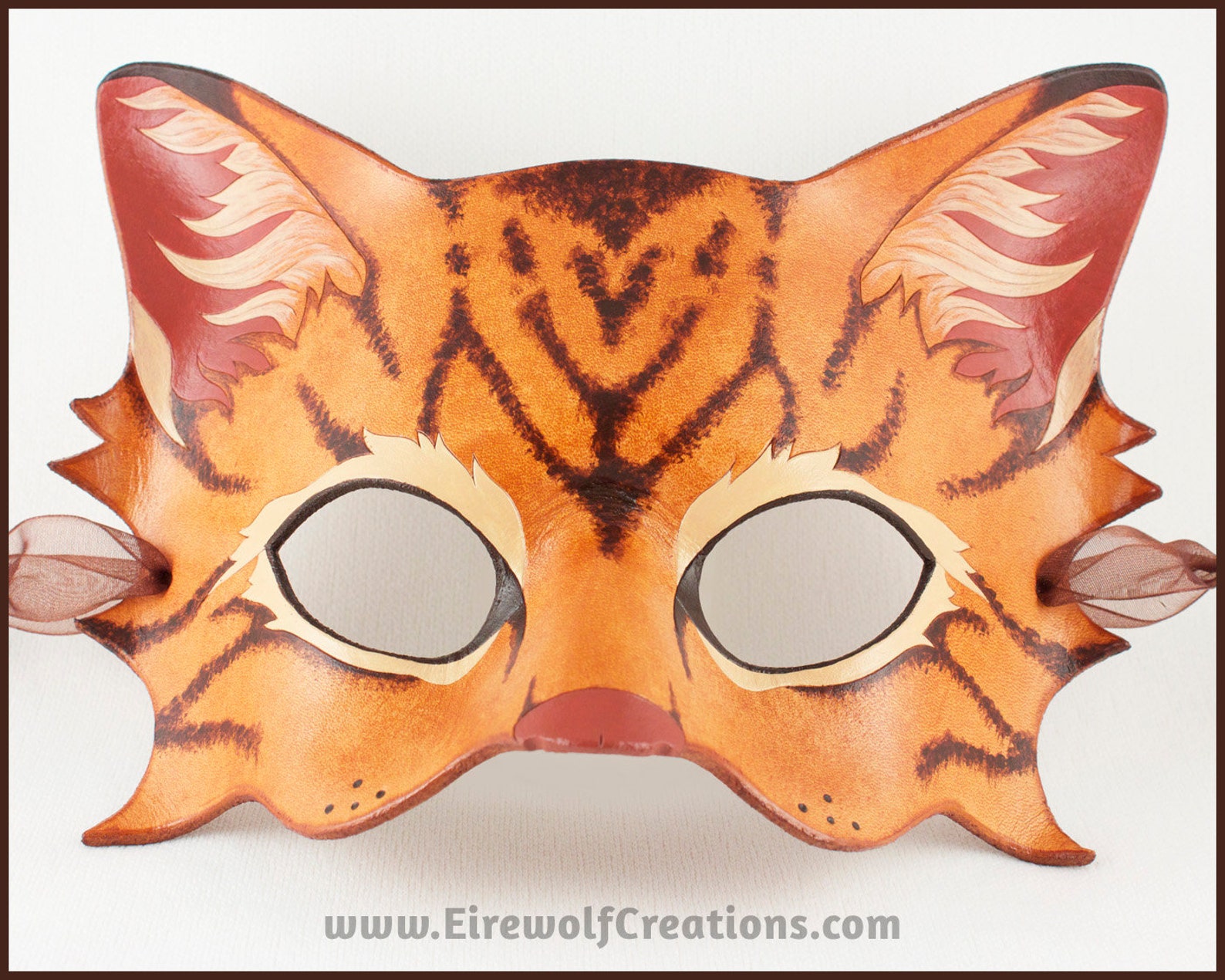 Brown Tabby Cat Handmade Leather Kitty Mask, Masquerade Costume Piece ...