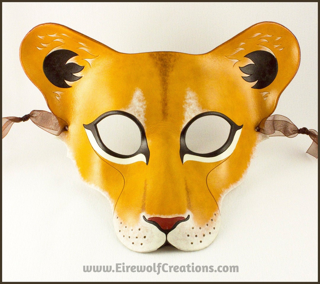Lioness Mask, Handmade Leather Lion Wild Cat Mask for Halloween ...