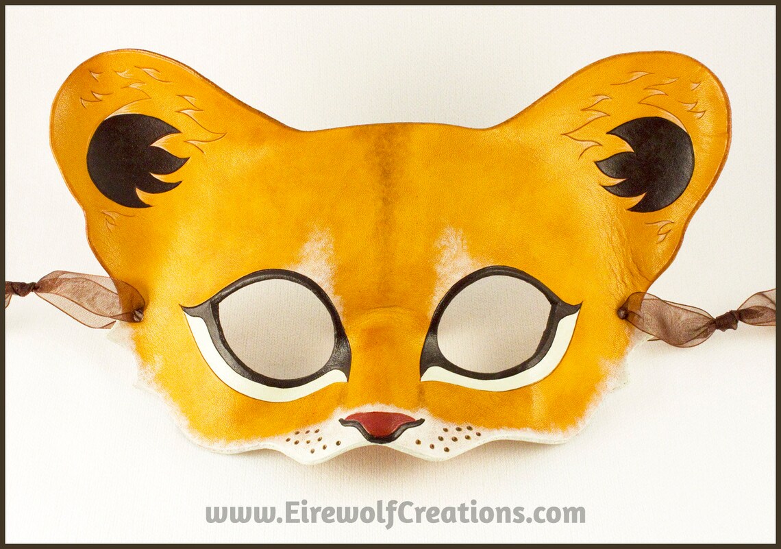 Lion Cub Mask Handmade Leather Young Lion Wild Cat Mask for - Etsy
