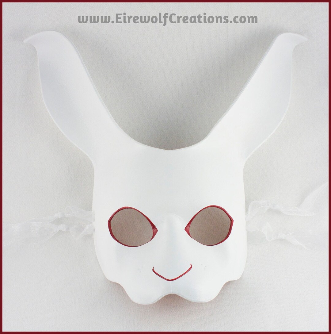 White Rabbit Leather Mask Handmade Bunny Alice in Wonderland Halloween ...