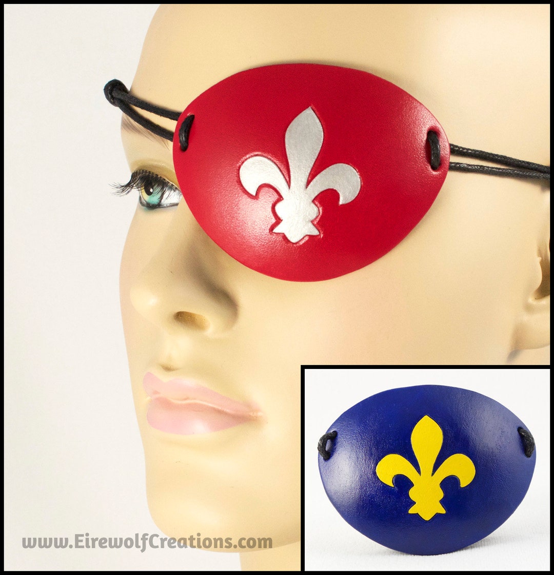 Fleur-de-lis Pirate Eyepatch Handmade Leather Eye Patch Halloween ...
