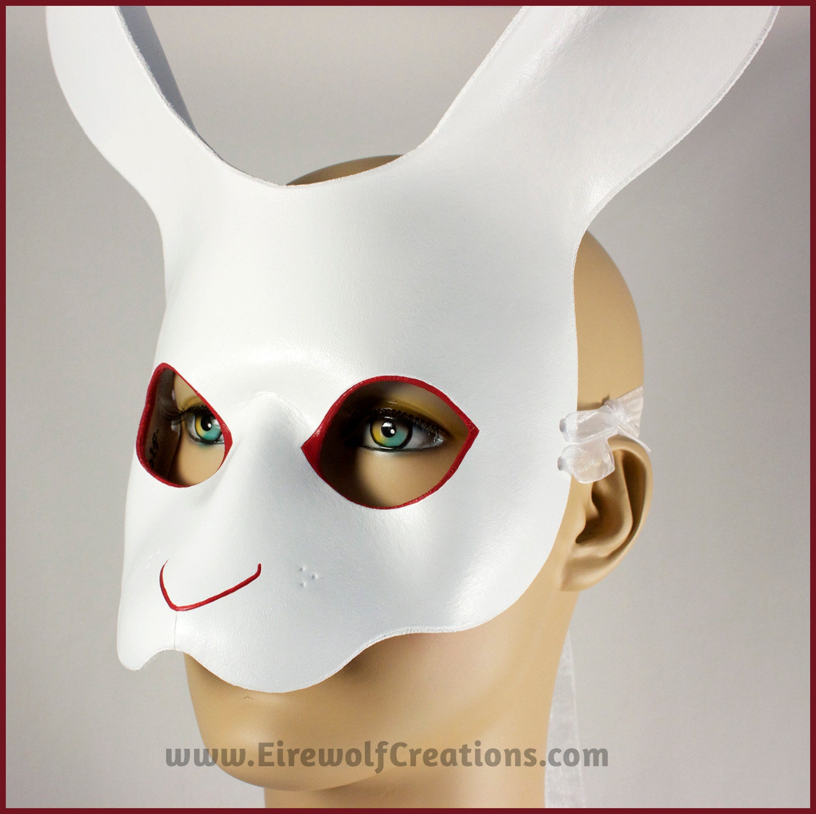 White Rabbit Leather Mask Handmade Bunny Alice in Wonderland Halloween ...