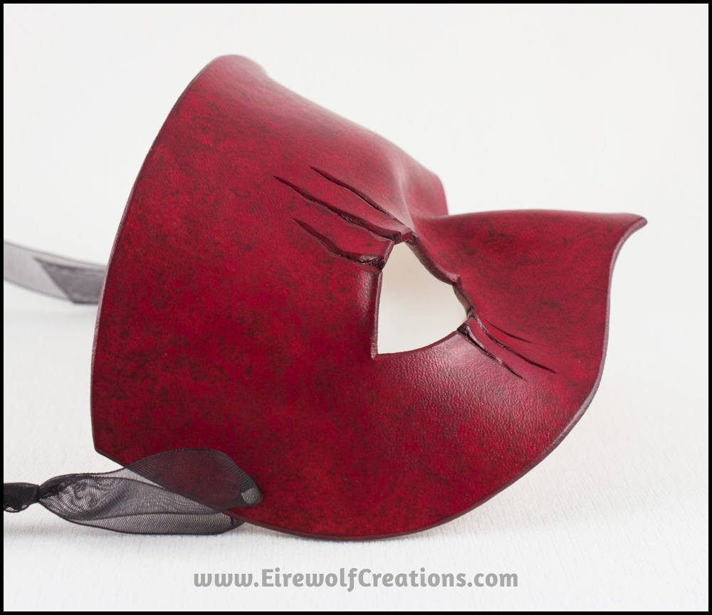 Scarred Red Leather Half-mask Handmade Halloween Masquerade Costume - Etsy