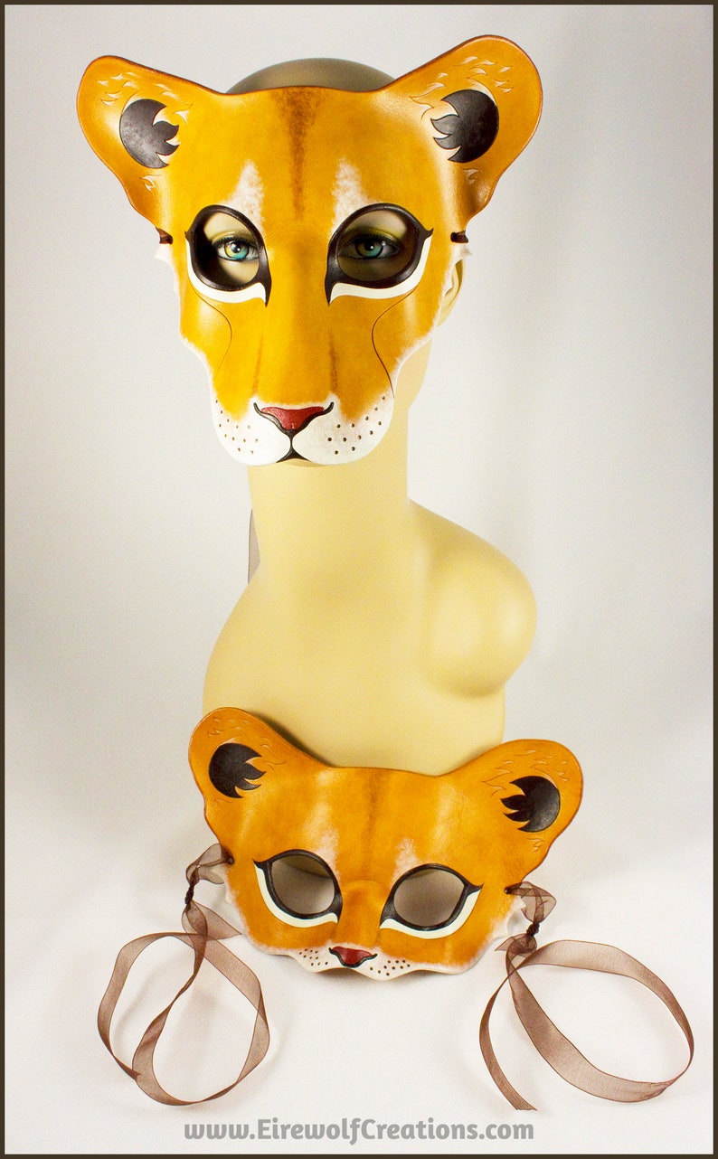 Lioness Mask, Handmade Leather Lion Wild Cat Mask for Halloween ...