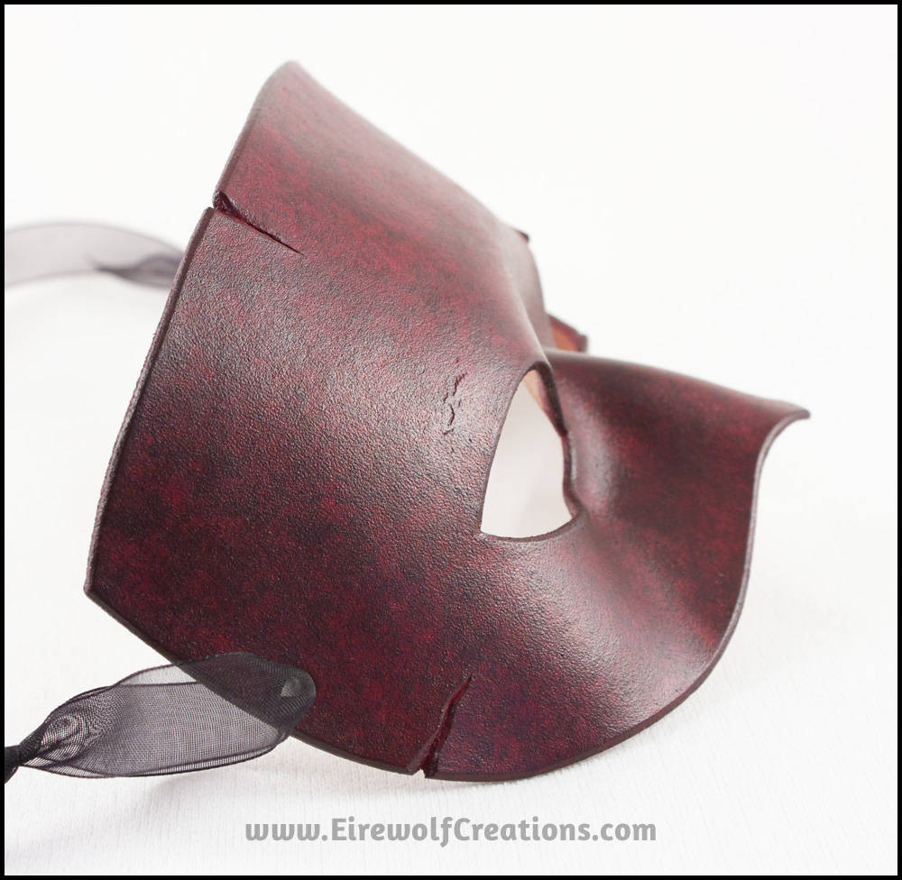 Scarred Red Leather Half-mask Handmade Halloween Masquerade Costume - Etsy