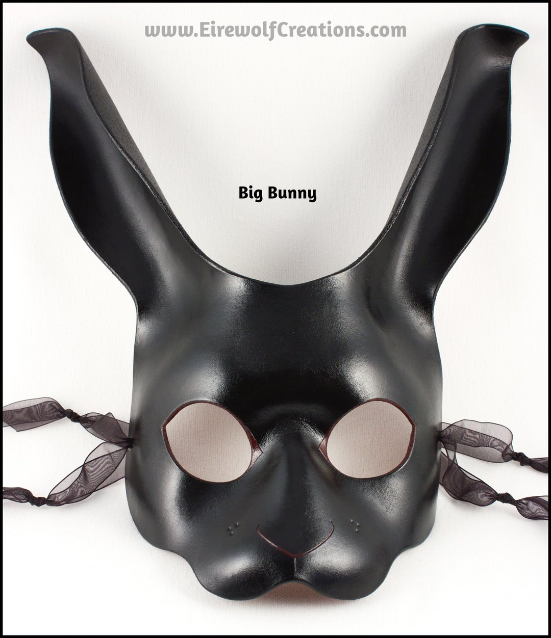 Black Rabbit Leather Mask Handmade Bunny Costume Masquerade Halloween ...