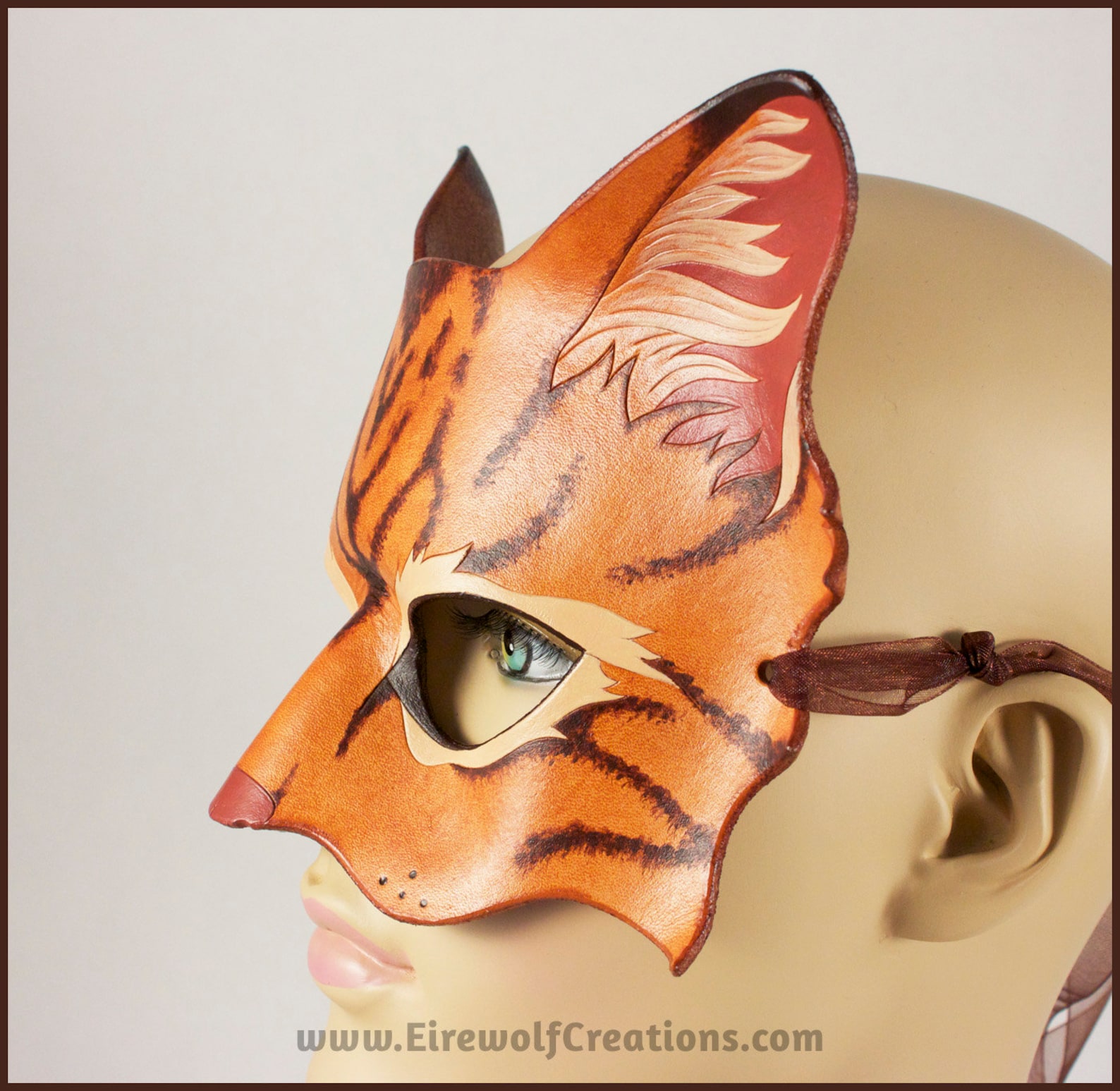 Brown Tabby Cat Handmade Leather Kitty Mask, Masquerade Costume Piece ...